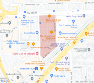Downtown Dadeland Condos image map | Miami Condos Search
